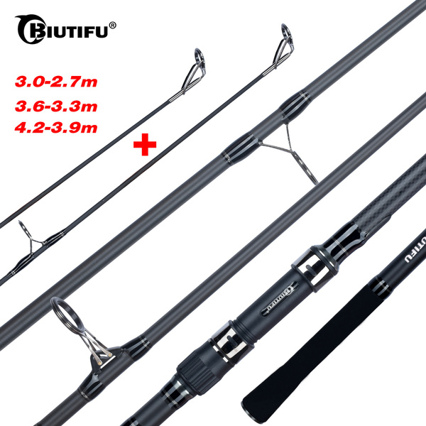 BIUTIFU 2Tips Carp Fishing Rod 3.5lbs 7 Sections 4.2/3.6/3.0m 30t Carbon Fiber Travel Surf ...