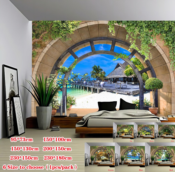 3D Beautiful Scenery Tapestry Beach Scenery Tapestry Wall Hanging ...
