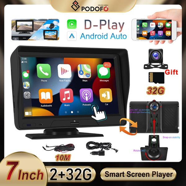 PODOFO 7'' HD Touch Screen Portable Car Monitor Vehicle Backup Camera Supports D-play Android ...