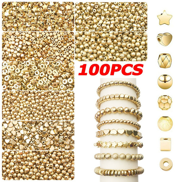 100PCS Gold CCB Beads Loose Spacer Beads For Jewelry Making Handmade ...