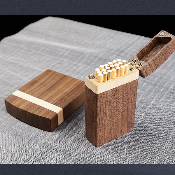 Tobacco Holder Pocket Box Storage Smoking Cigarette Case Box Wooden ...
