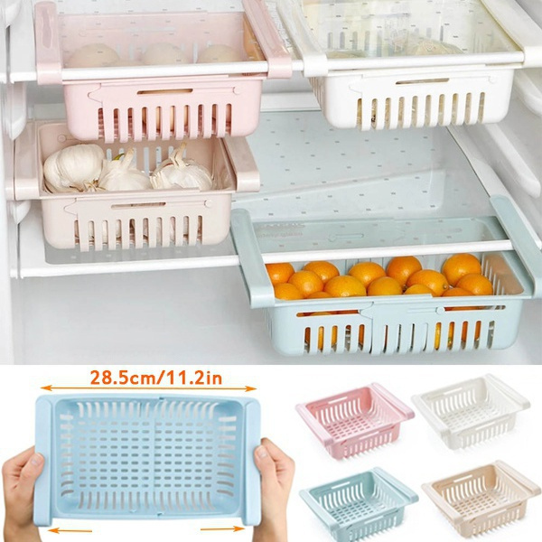 Adjustable Stretchable Fridge Organizer Drawer Basket Refrigerator Pull ...