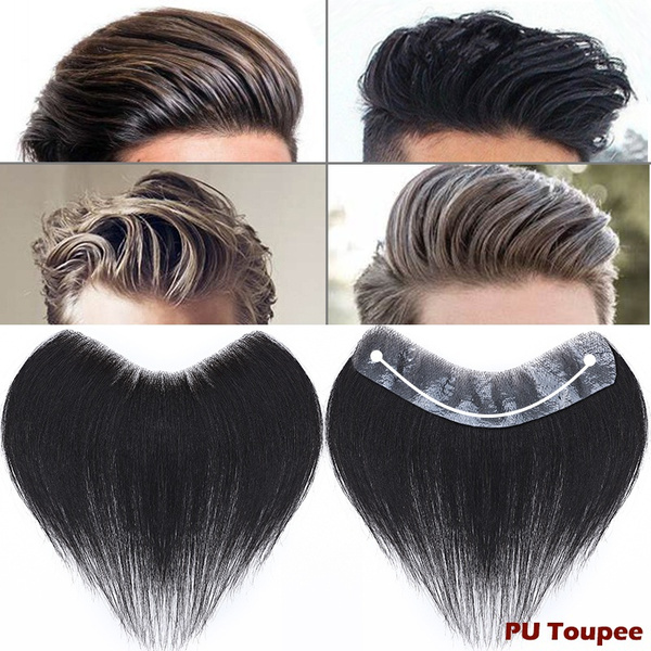 Men Front Toupee 100% Human Hairpiece For Men Frontal Toupee Wig Remy ...