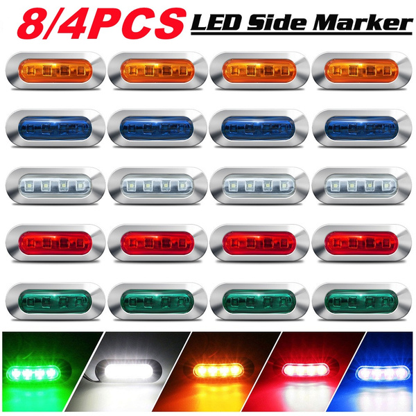 4/8PCS 12V-24V 4 LED Side Marker Indicator Lights Lamp Waterproof ...