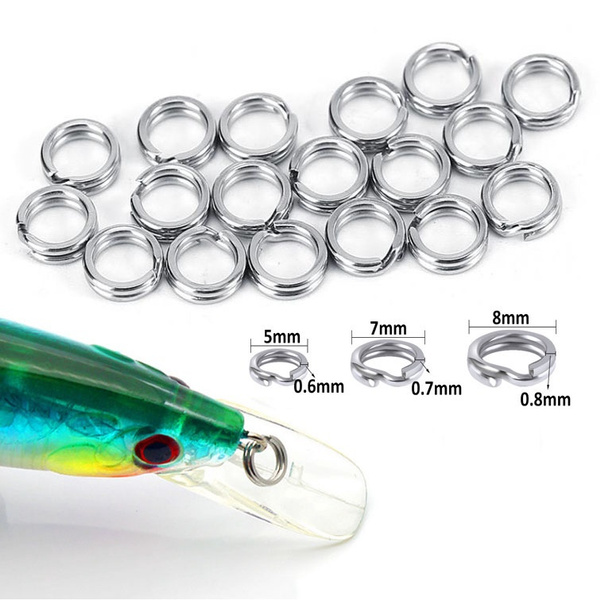 50pcs/100pcs Flatten Double Loop Split Rings Fishing Lures Bait Connecting Ring Fishing ...