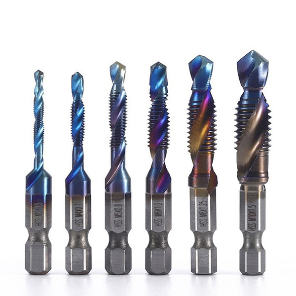 2022New Tap Drill Bits Hex Shank Titanium Plated HSS Screw Thread Taps ...