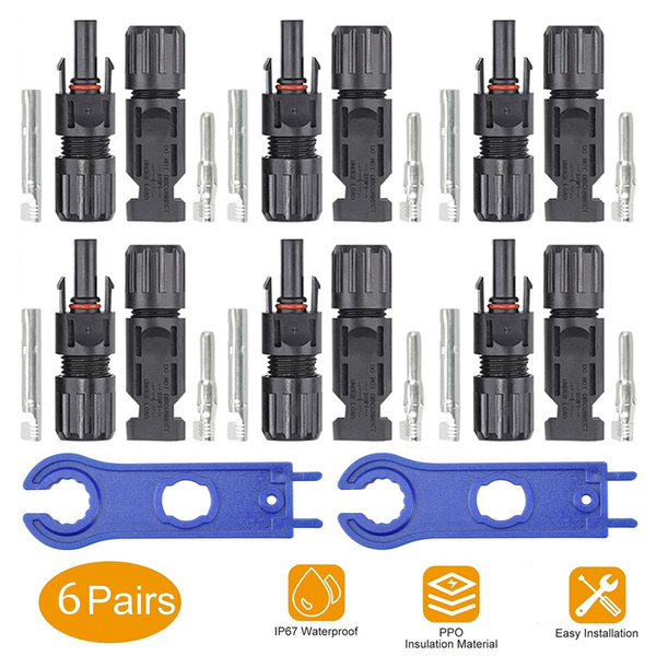 6 Pairs Solar Connectors with Spanners Solar Panel Cable Connectors ...