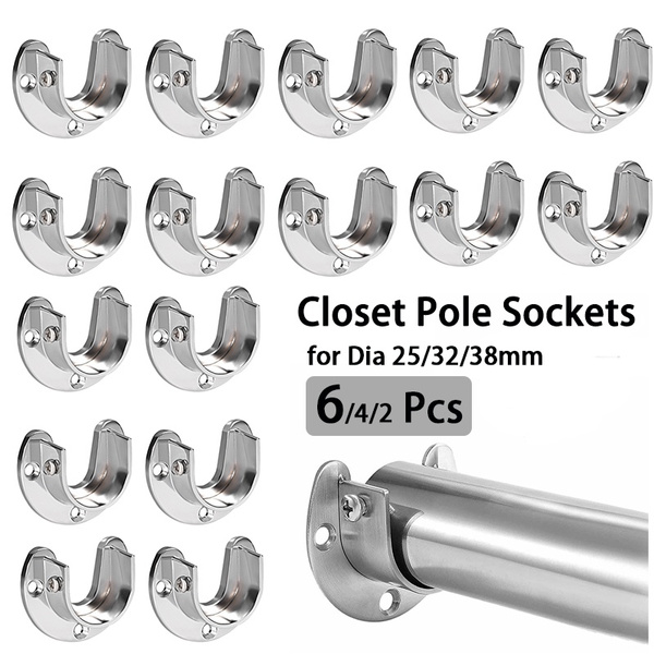 6/4/2Pcs Clothes Rail Closet Rail Curtain Rod Shower Curtain Rod Round ...
