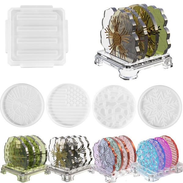1pc Coaster Storage Shelf Resin Mold Drain Cup Holder Round Creative ...