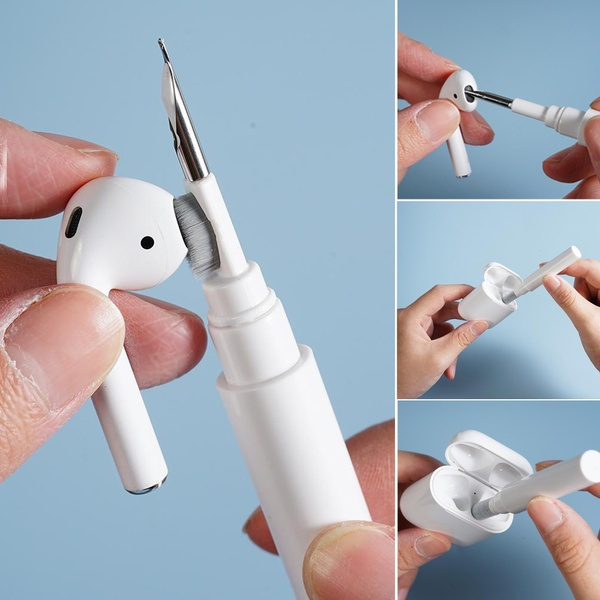 Portable 3 in 1 Wireless Earbuds Case Cleaning Pen Soft Cleaning Brush ...