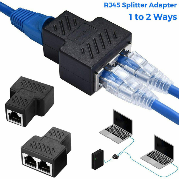 New RJ45 Splitter Adapter Dual Female Port LAN Ethernet Convertor ...