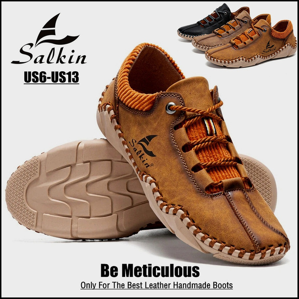 2022 Salkin Men's Fashion Vintage Hand Stitching Soft Business Casual Ankle Boots Geniue Leather ...