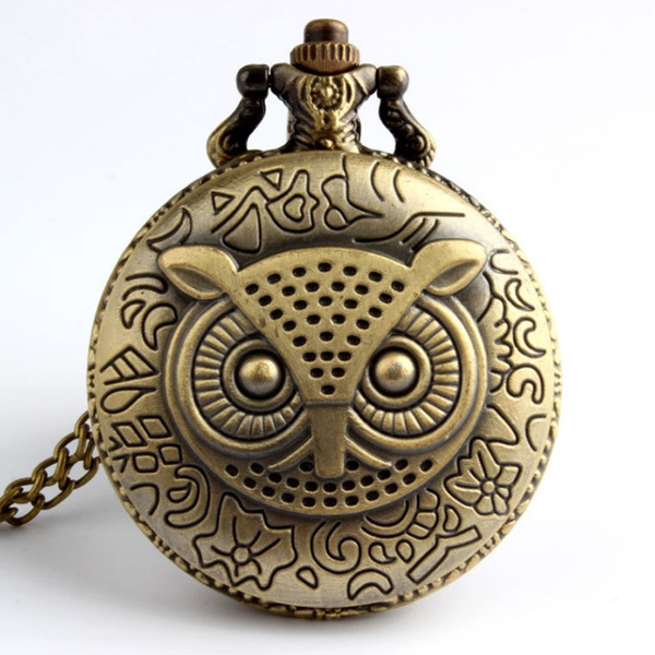 Pocket Watch Unisex Vintage Arabic No. Round Dial Bronze With Chain ...