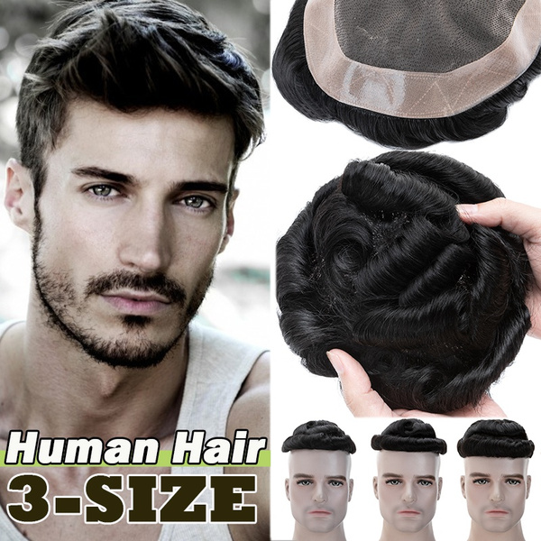 130% Density Mono Silky Soft Human Hair Toupee Pu Human Hair Extension ...