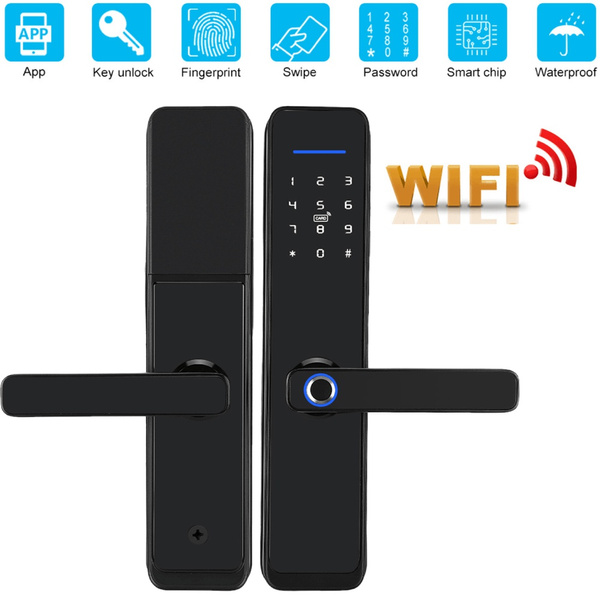 WiFi Electronic Door Handle Lock Password Fingerprint IC Card Remote ...