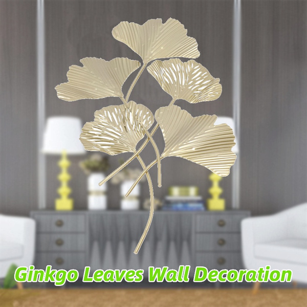 3D Metal Wall Art Decor, Ginkgo Leaves Metal Wall Hanging Sculpture ...