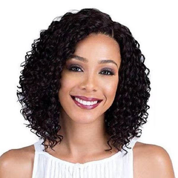 Short Kinky Curly Wig for Black Women Brazlian Black Synthetic Afro ...