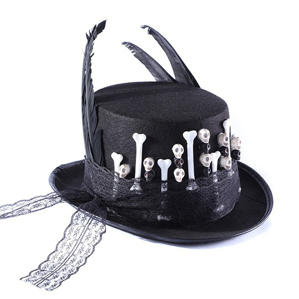 Gothic Steampunk Skull&Bones Costume Top Hat Black Victorian Top Hat ...