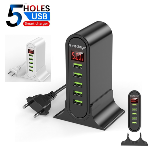 5 Port Multi USB Charger LED Display Universal USB Charging Station ...
