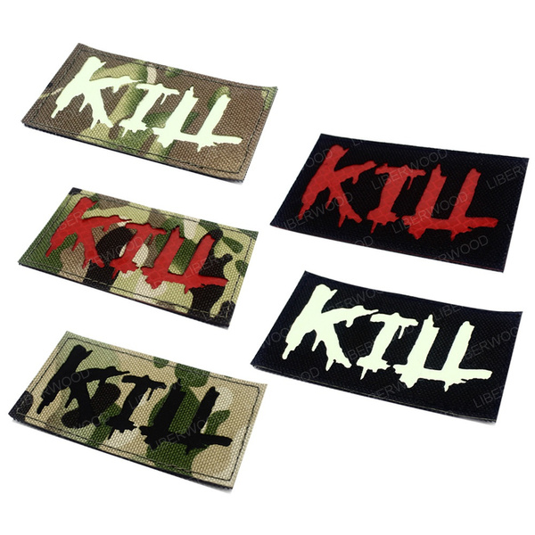 KILL Reflective Patch Glow in the Dark Badges with Hook Loop Fastener ...