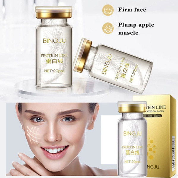 20pcs/bottle Firm Wrinkle Cosmetic Facial Lift Woman Golden Thread ...