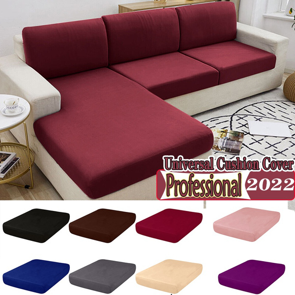 1-3Seater/Chaise Seat Ice Silk Stretch Sofa Seat Cushion Cover Stretchy ...