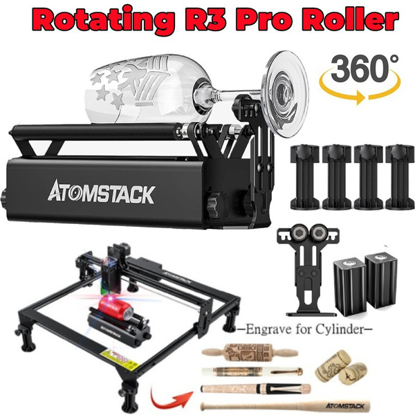 ATOMSTACK R3 Pro Rotary Roller Kits, Engraving Machine Y-axis Rotary ...