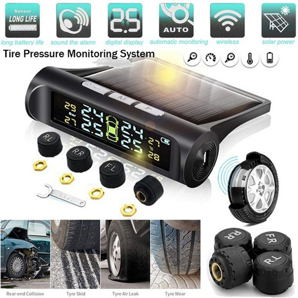 Solar Wireless TPMS Car Tire Tyre Pressure Monitoring System With 4 ...