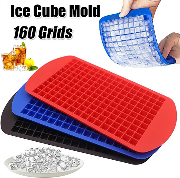 160 Grid Silicone Ice Tray Foldable Ice Mold Ice Breaker Ice Grid Tray ...