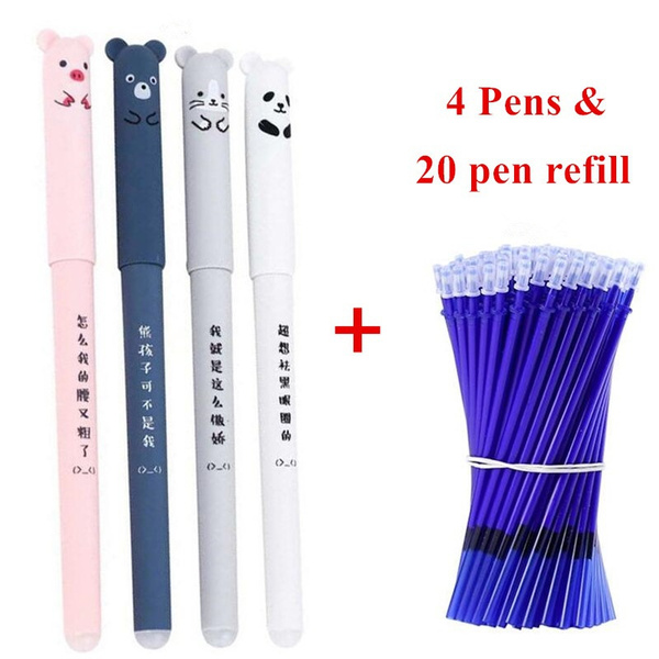 24 Pcs/Lot Creative Animals Erasable Pen 0.35mm Cute Panda Cat Pens ...
