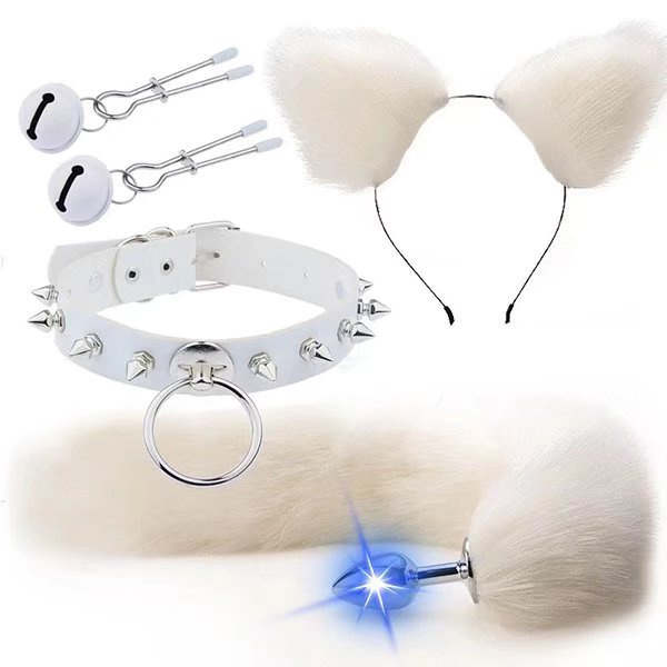 6 Pcs Cosplay Fox Ears And Tail Set Fox Ear Headband Fox Ear Cosplay Hairhoop Headwear Tail For