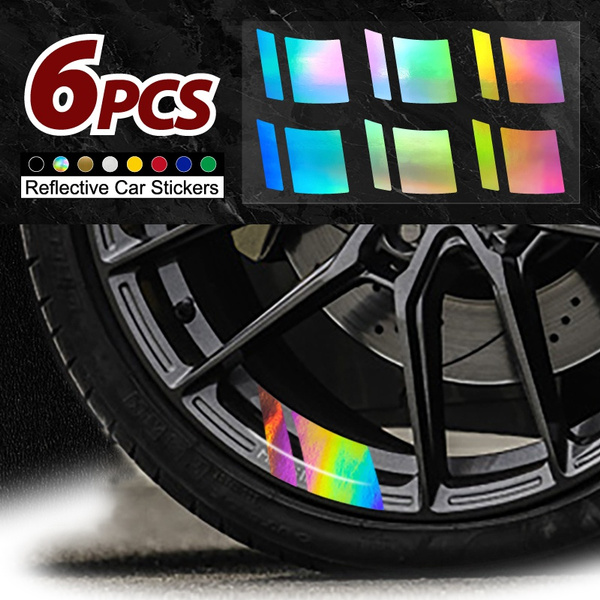6PCS Car Accessories Hash Mark Stripe Racing Wheel Hub Decals Wheel ...