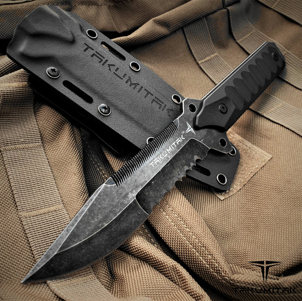 Takumitak 11" Full Tang Knife D2 Steel Blade Molle Kydex Sheath ...