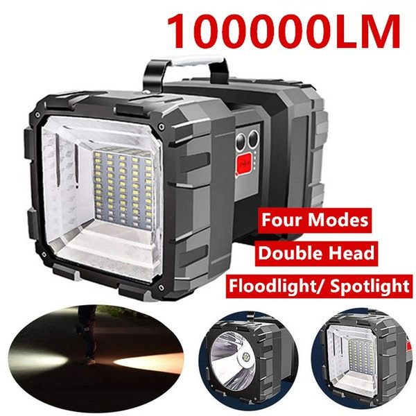 Super Bright 100000LM Double Head Handheld LED Spotlight Flashlight ...