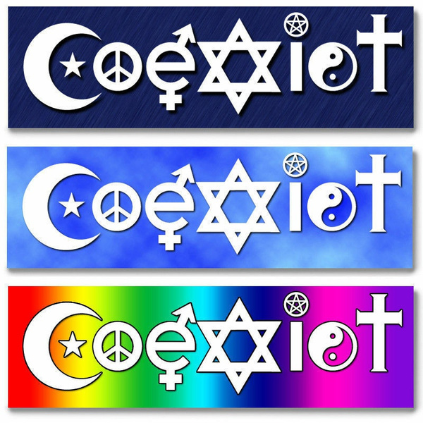 Coexist Bumper Sticker Decal Car Vehicle. Hindu Christian Hebrew Peace ...