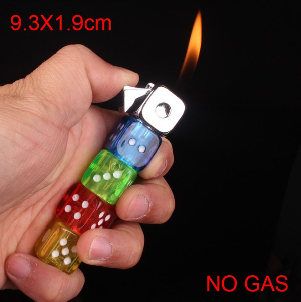 Personality Originality Inflation Dice Lighter Gas Flame Refillable ...
