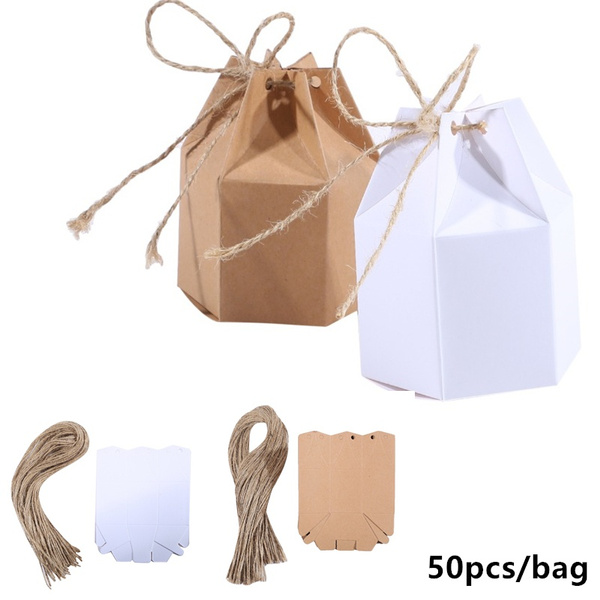 50pcs/bag Hexagon Gift Boxes Kraft Paper Candy Boxes Biscuits Cookies ...