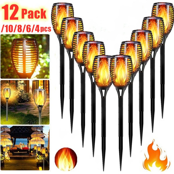 12/10/8/6/4PC Solar Torch Light Flickering LED Flames Torches Solar ...