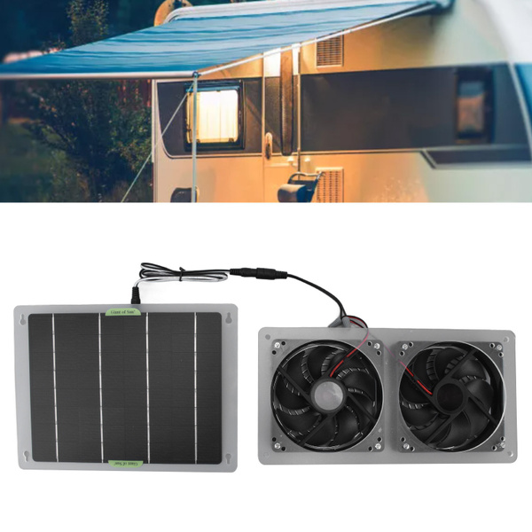 Solar Panel Fan Kit 100W 12V Waterproof Portable Dual Exhaust Fan Solar ...