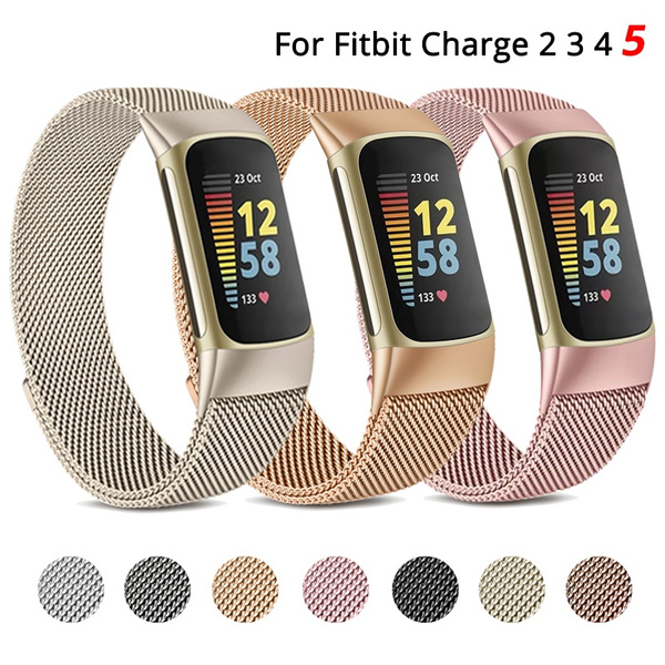 Stainless Steel Metal Mesh Magnetic Loop Watch Strap Band For Fitbit ...