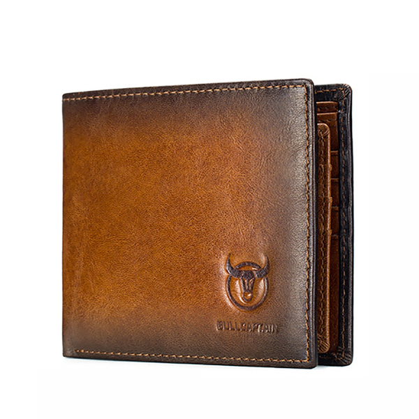 High Quality Wallets for Men Genuine Leather Vintage RFID Slim Bifold ...