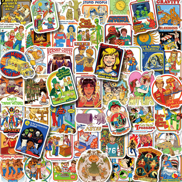 10/25/50pcs Mixed Cartoon Retro Ghost Graffiti Anime Old time Stickers ...