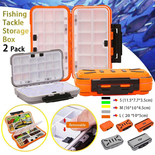 2 Pack Fishing Tackle Box Waterproof Fishing Storage Box Plastic ...