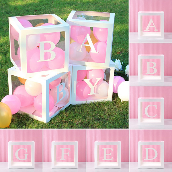 Baby Shower Decorations Transparent Baby Block Balloon Box Includes A-Z ...