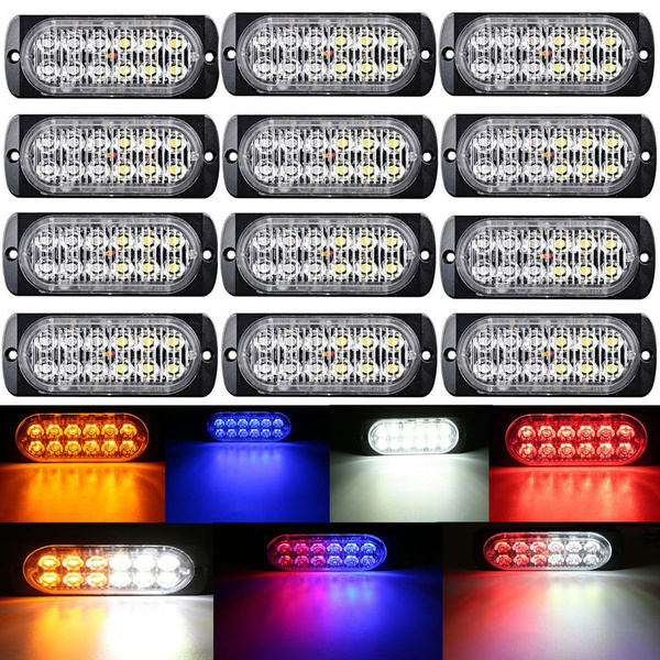 12LEDs Light Bar Flash Emergency Vehicle Warning Strobe Lamps Car side ...