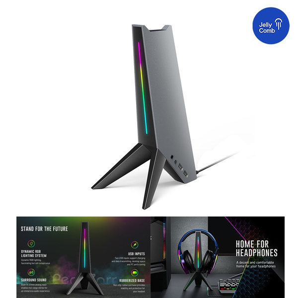 Jelly Comb LED/RGB Headphone Stand Gaming Headset Holder with Aux & 2 ...