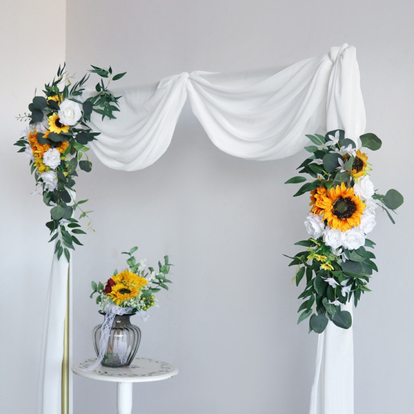 2pcs Artificial Sunflower Wedding Arch Flowers Backdrop Wreath Decor ...
