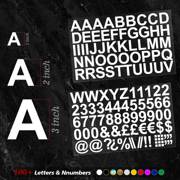 1", 2", 3" Self-adhesive Reflective Car Sticker Letters & Numbers Vinyl ...