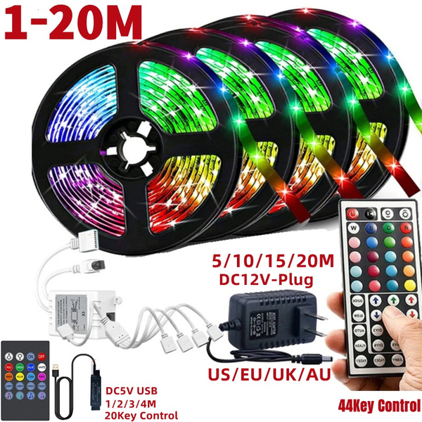 1/2/3/5/10/15/20M LED Light Strip ,12v plug/USB power RGB 2835 Flexible ...