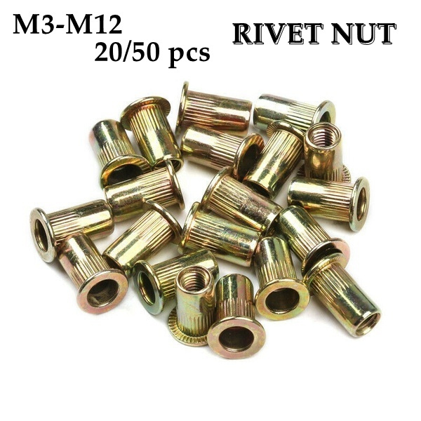 20/50PCS High Hardness Zinc Plated Carbon Steel Threaded Rivet Nut M3 ...